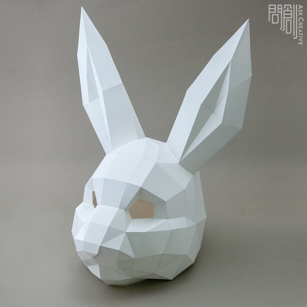 Rabbit Mask Papercraft DIY Low Poly Mask PDF Papercraft - Etsy Canada