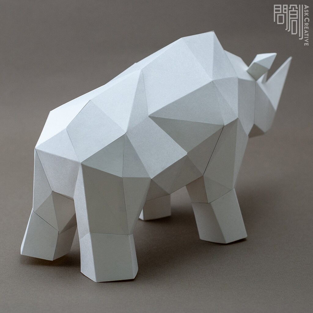 Rhino Paper Model papercraft DIY Low Poly PDF - Etsy Australia