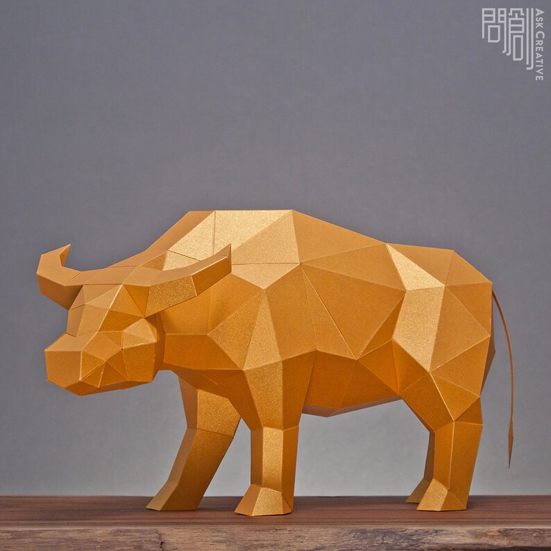 Buffalo Paper Model papercraft DIY Low Poly PDF - Etsy