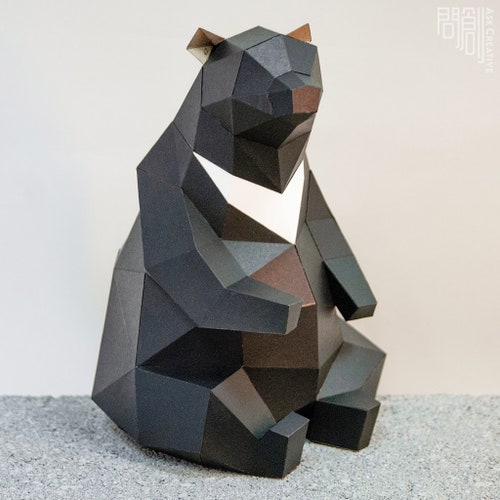 Bear Paper Model papercraft DIY Low Poly PDF Papercraft - Etsy