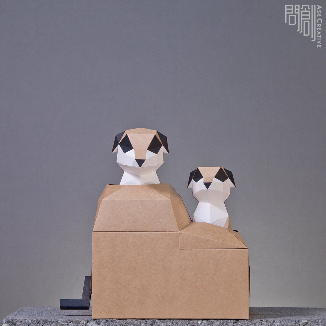 Peek Over Meerkats Paper Model Papercraft DIY Low Poly - Etsy