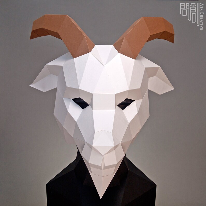 Goat Mask Papercraft DIY Low Poly Mask PDF Papercraft - Etsy
