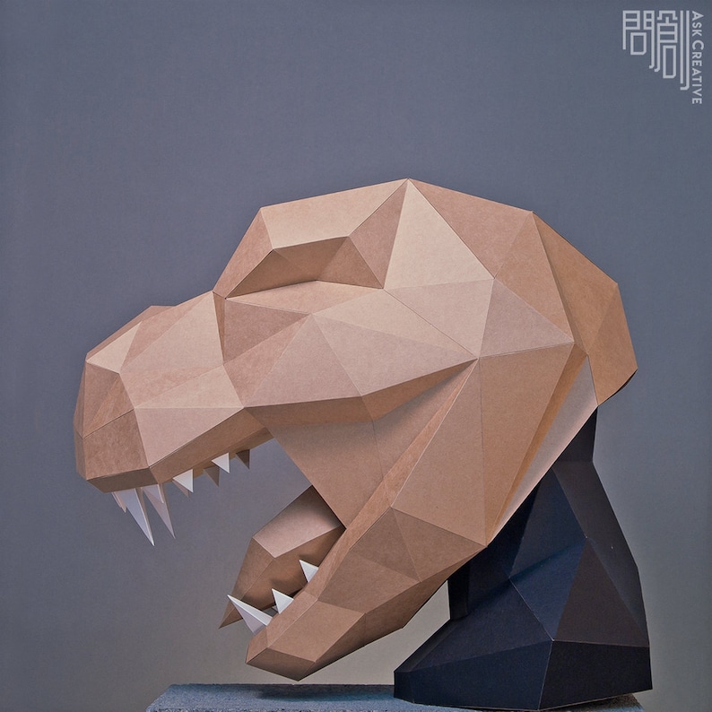 T-rex Mask Papercraft DIY Low Poly Mask PDF Papercraft - Etsy