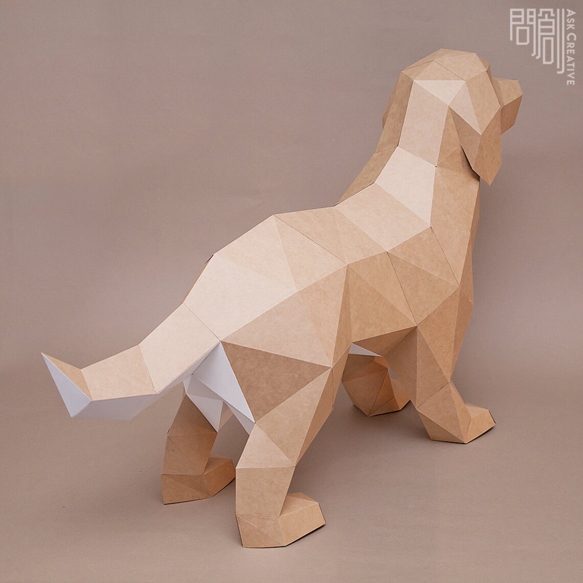 Golden Retriever Paper Model papercraft DIY low Poly PDF | Etsy