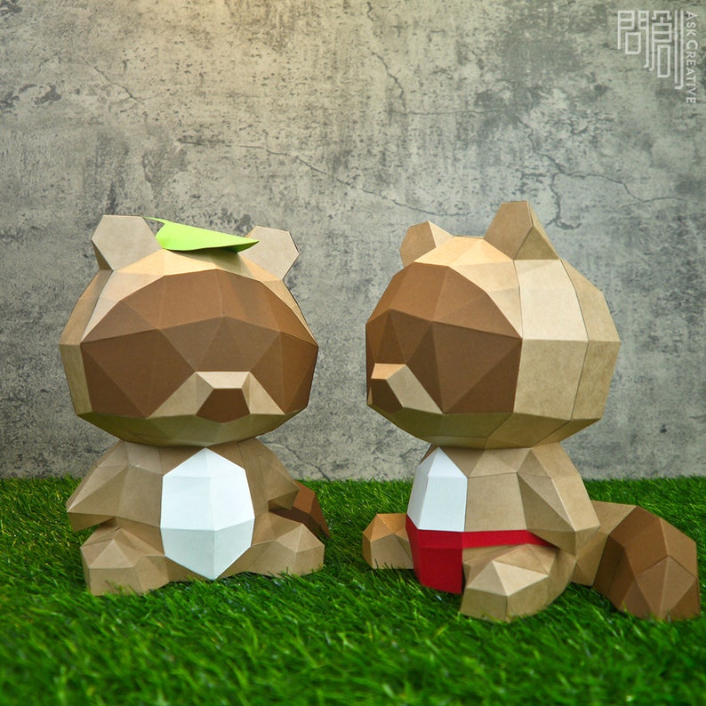 Tanuki Paper Model papercraft DIY Low Poly PDF | Etsy