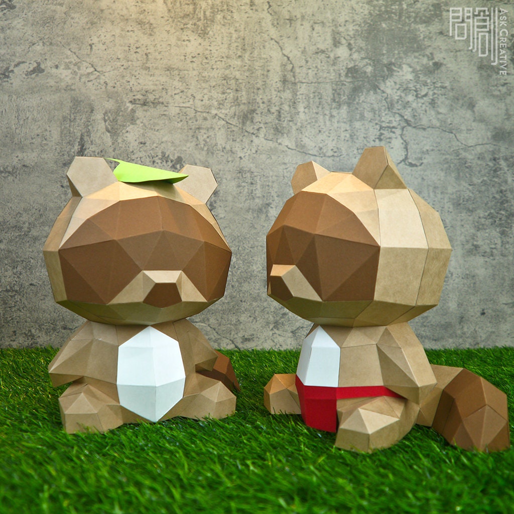 Tanuki Paper Model papercraft DIY Low Poly PDF | Etsy