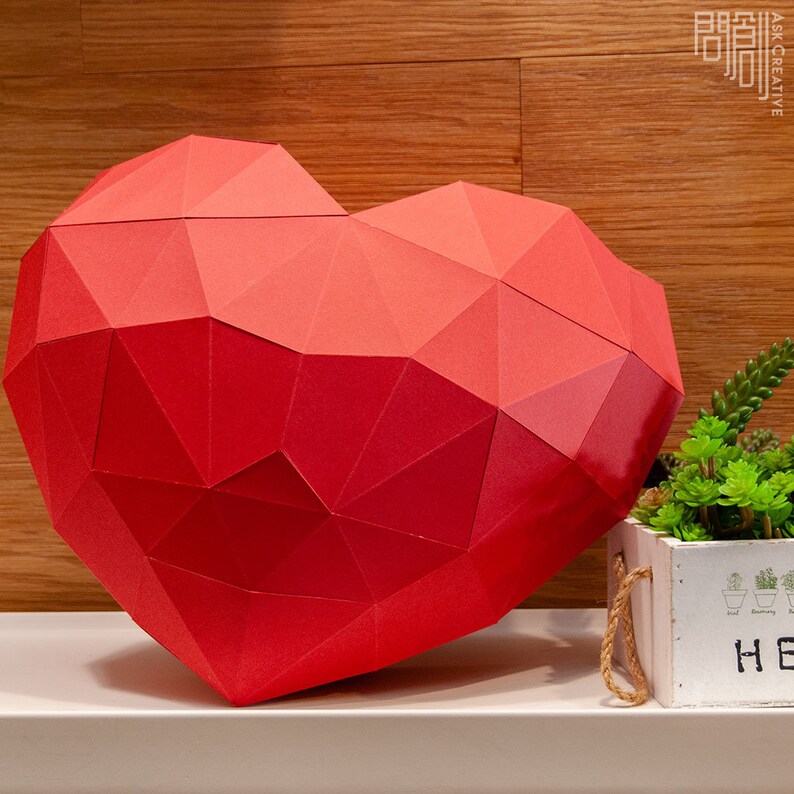 2 Hearts Set papercraft DIY Low Poly PDF Papercraft | Etsy