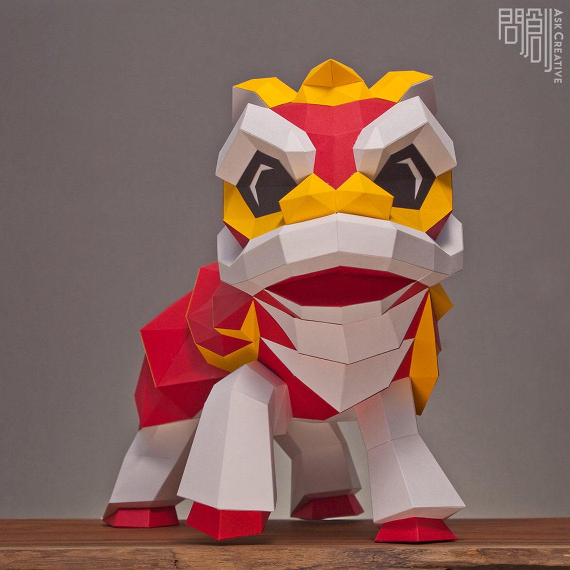 Red Dance Lionpapercraft DIY Low Poly PDF Papercraft - Etsy