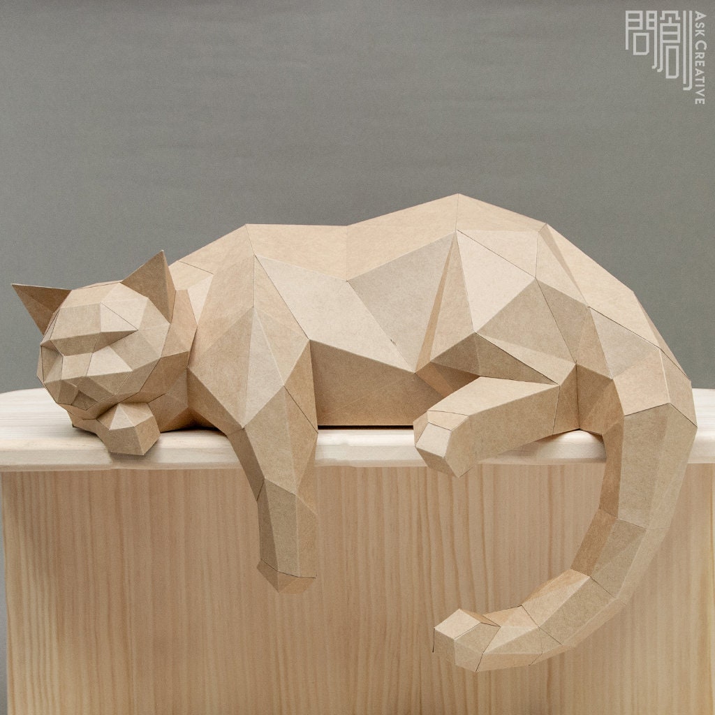 Lazy Paper Model Papercraft DIY Low Poly Fat Cat Model | Etsy