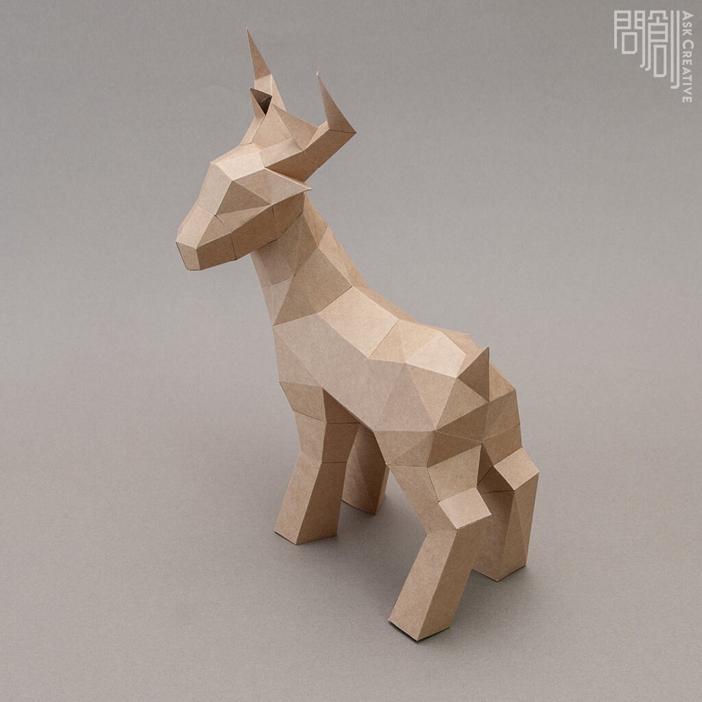 Deer Paper Model papercraft DIY Low Poly PDF Papercraft | Etsy