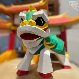 Green Dance Lion,papercraft , DIY , Low Poly , PDF Papercraft , Dance ...
