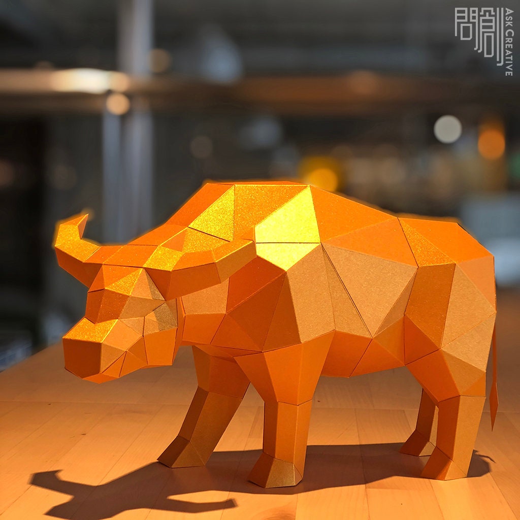 Buffalo Paper Model papercraft DIY Low Poly PDF | Etsy