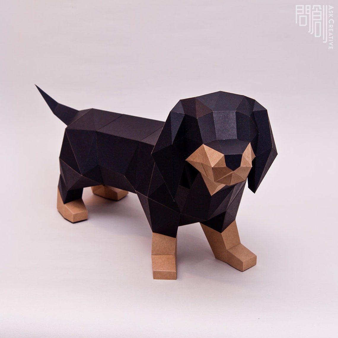 Dachshund Paper Model papercraft DIY Low Poly PDF - Etsy