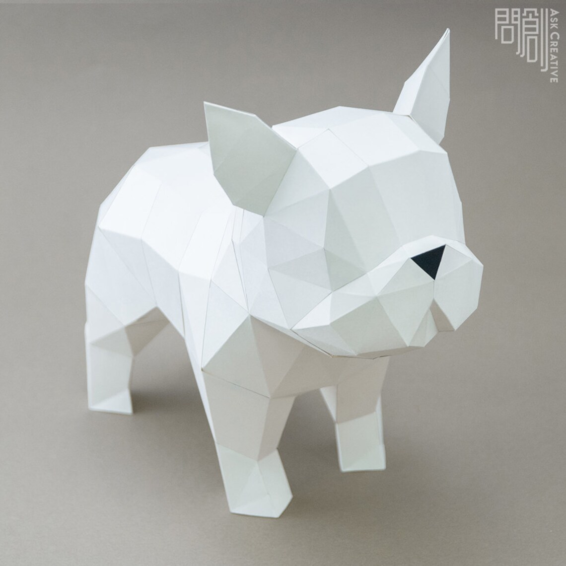 Bulldog Paper Model papercraft DIY Low Poly PDF - Etsy
