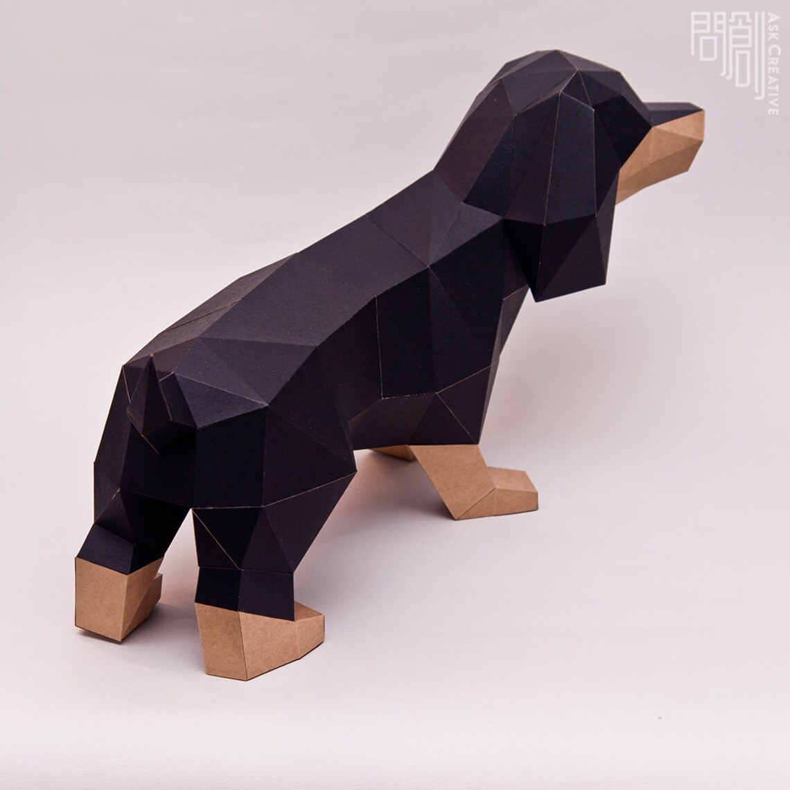 Dachshund Paper Model papercraft DIY Low Poly PDF - Etsy