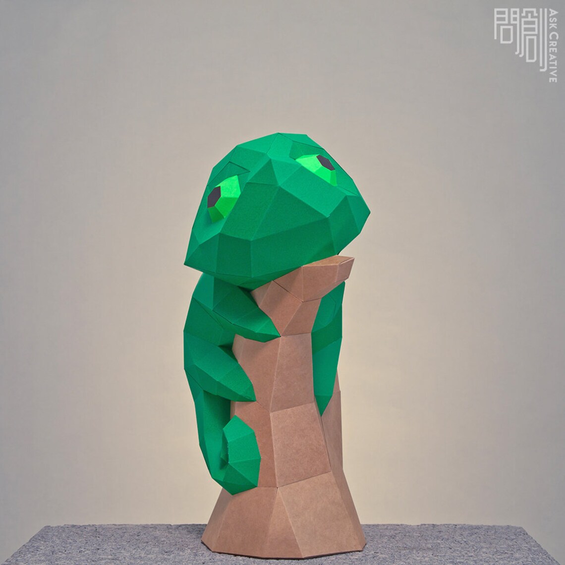Chameleon Paper Modelpapercraftdiylow Polypdf - Etsy