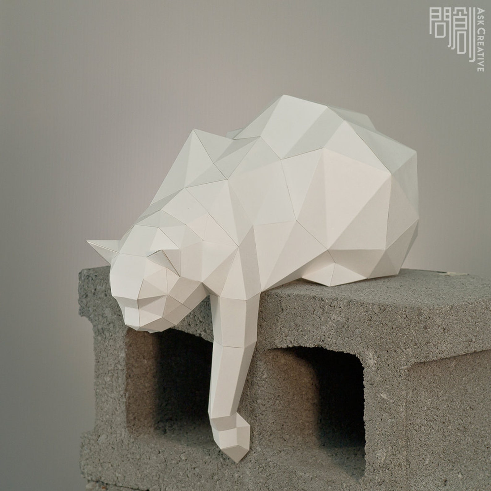 Curious Cat Paper Model , Papercraft , DIY , Low Poly , Cat Model , PDF ...