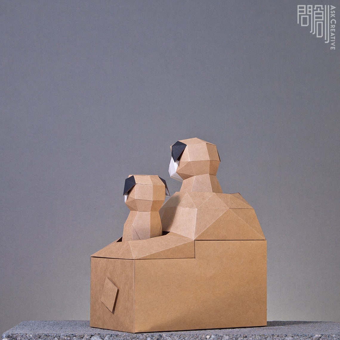 Peek Over Meerkats Paper Model Papercraft DIY Low Poly - Etsy