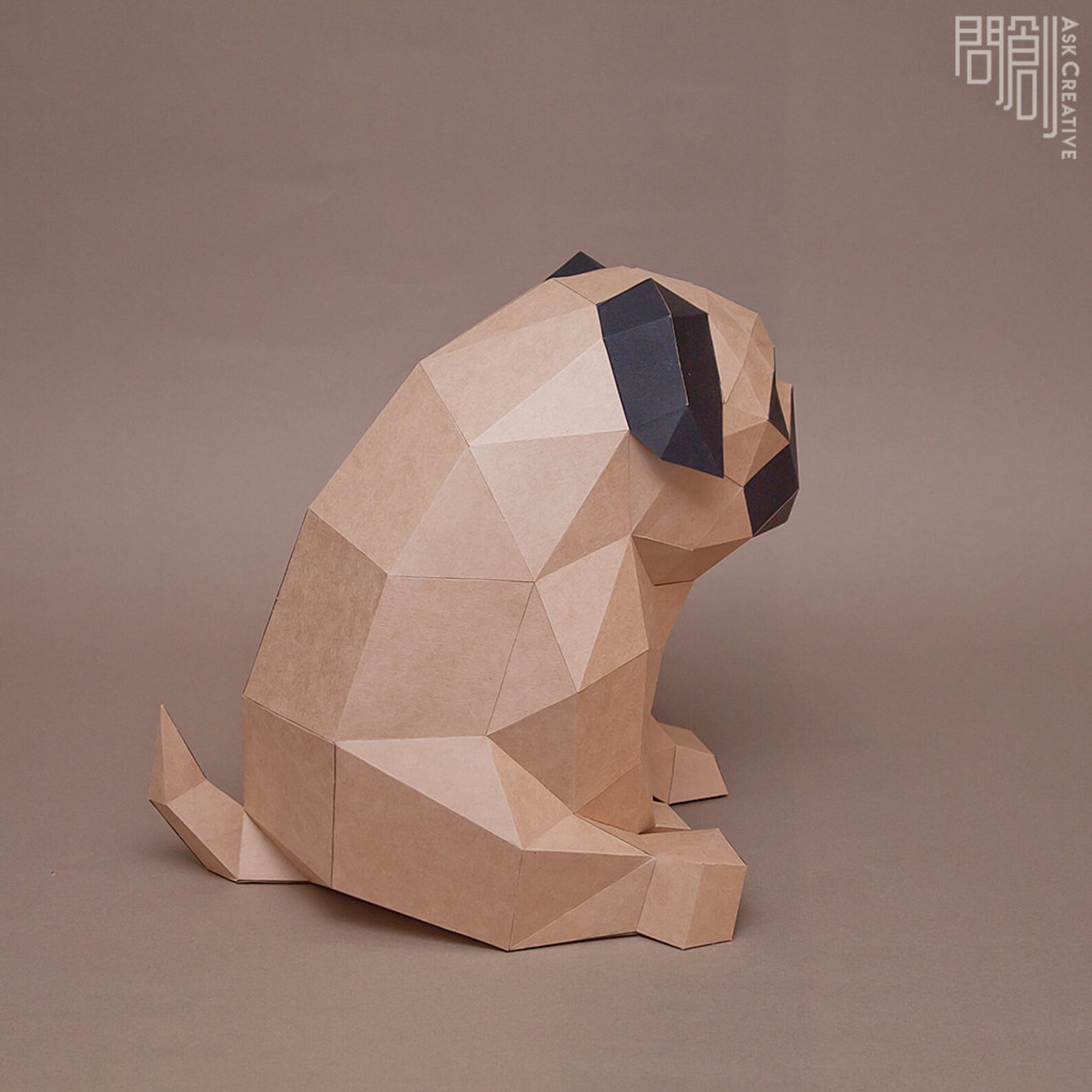 Pug Paper Model papercraft DIY Low Poly PDF Papercraft - Etsy Canada