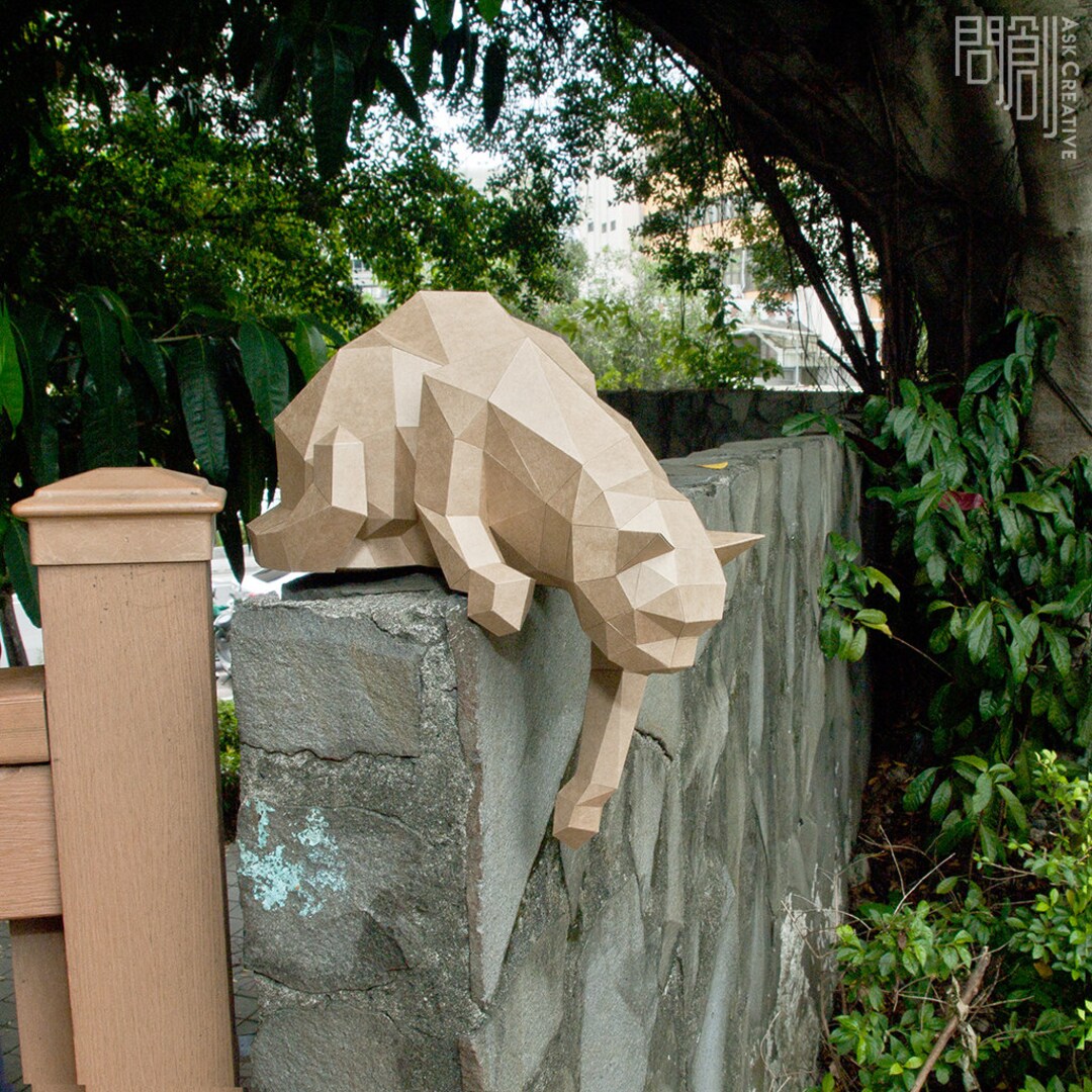 Curious Cat Paper Model , Papercraft , DIY , Low Poly , Cat Model , PDF ...