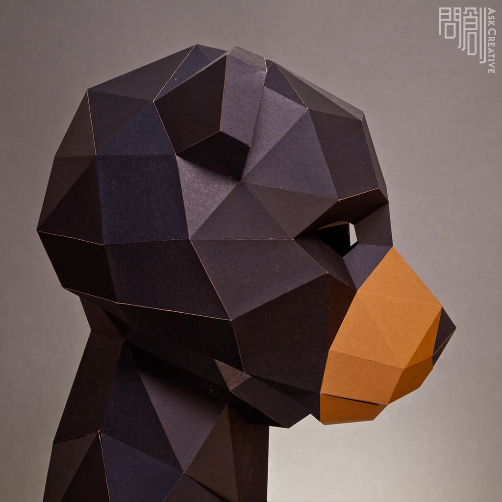 Black Bear Mask Papercraft DIY Low Poly Mask PDF - Etsy