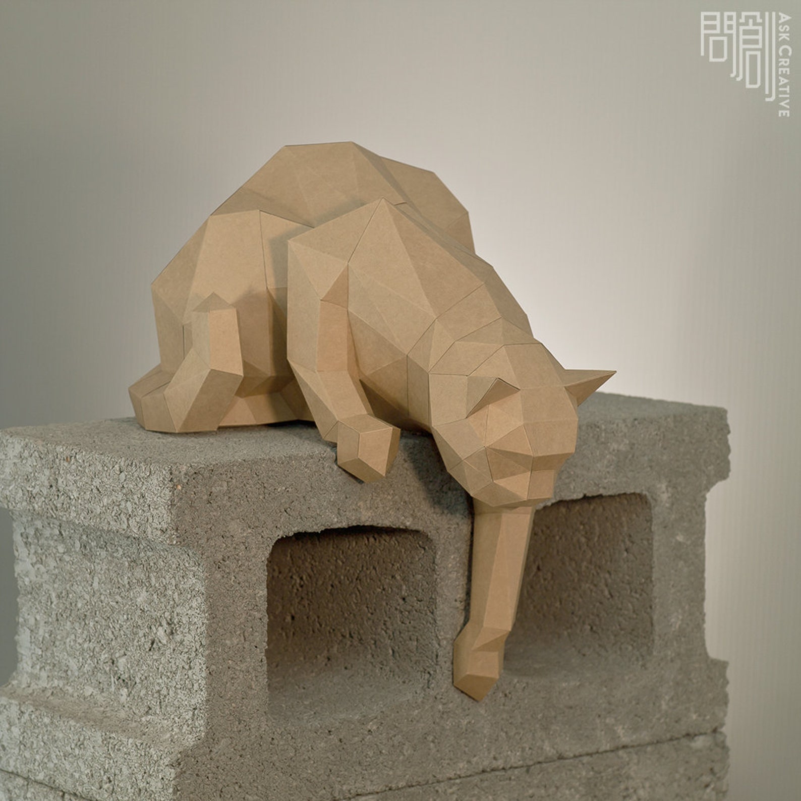 Curious Cat Paper Model , Papercraft , DIY , Low Poly , Cat Model , PDF ...