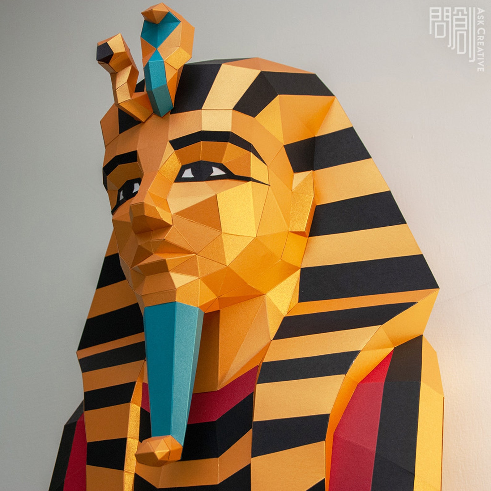 Tutankhamun Gold Mask, Papercraft , DIY , Low Poly , PDF Papercraft ...