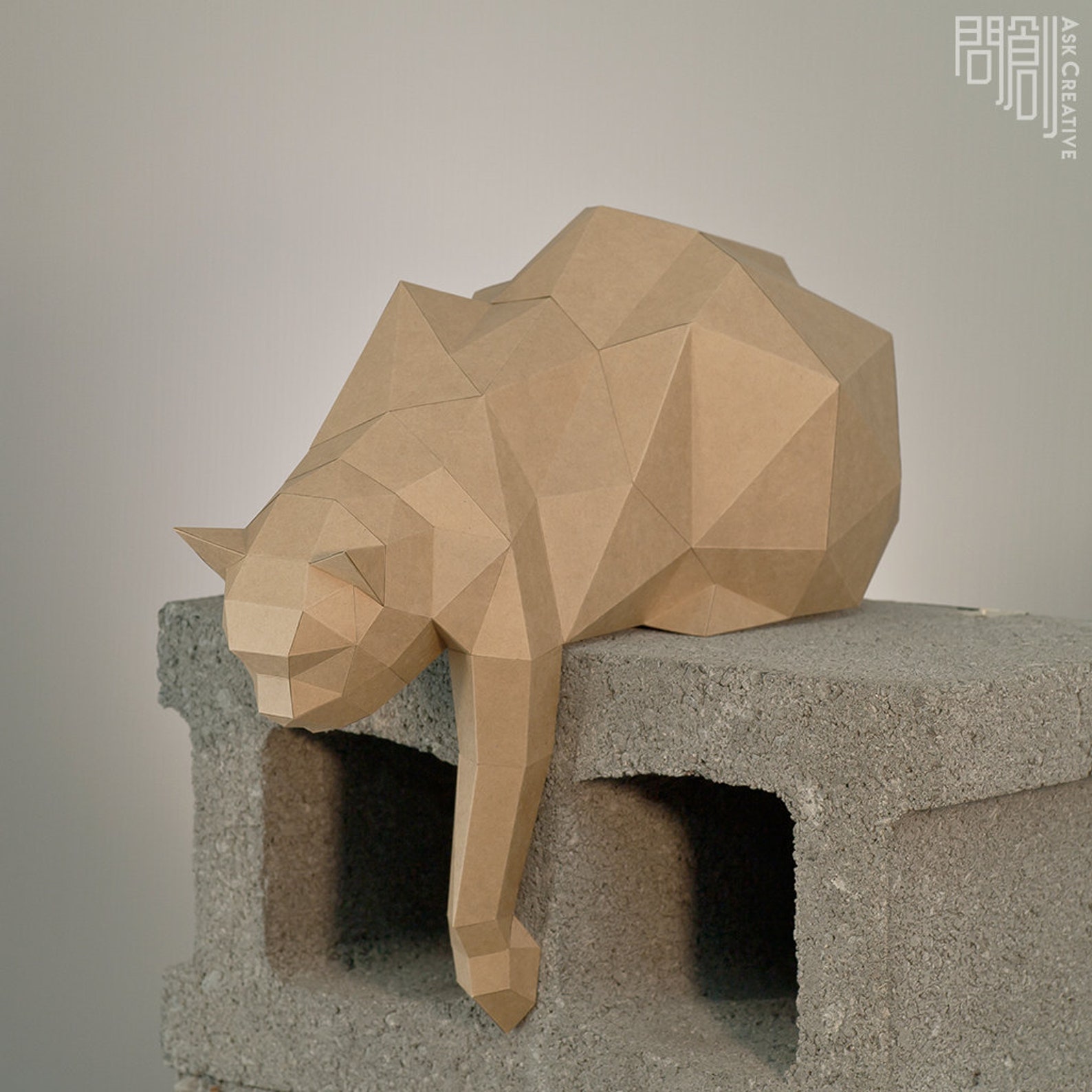 Curious Cat Paper Model , Papercraft , DIY , Low Poly , Cat Model , PDF ...