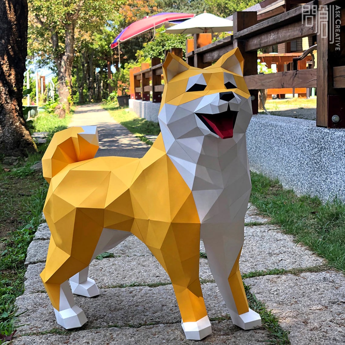 Real size Shiba paper model Papercraft DIY Low poly | Etsy