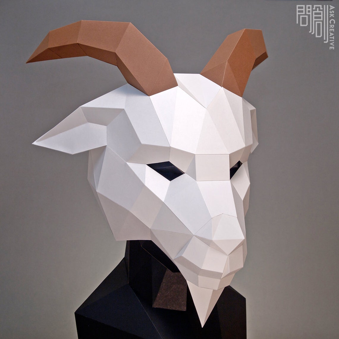 Ziege Maske Papercraft DIY Low Poly Maske PDF Papercraft - Etsy.de