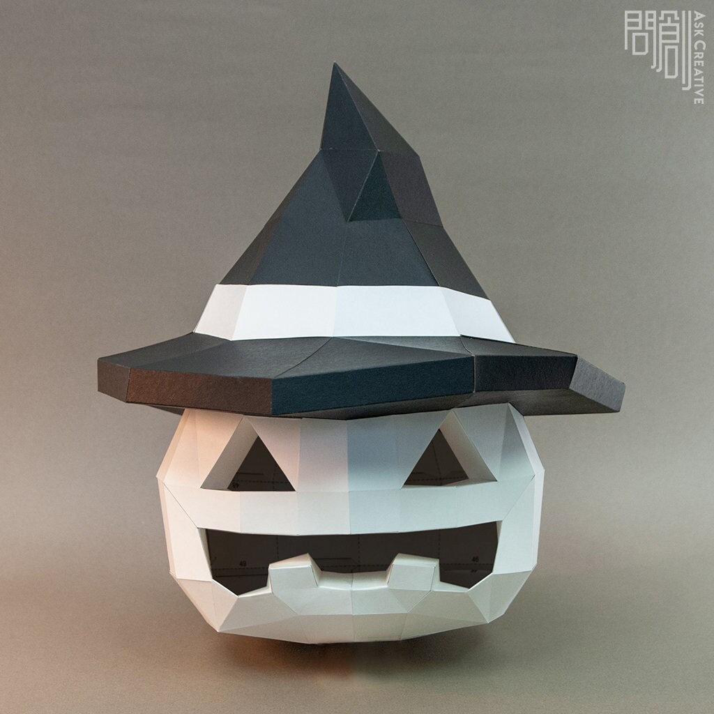 Wizard Hat Pumpkin papercraft DIY Low Poly PDF - Etsy