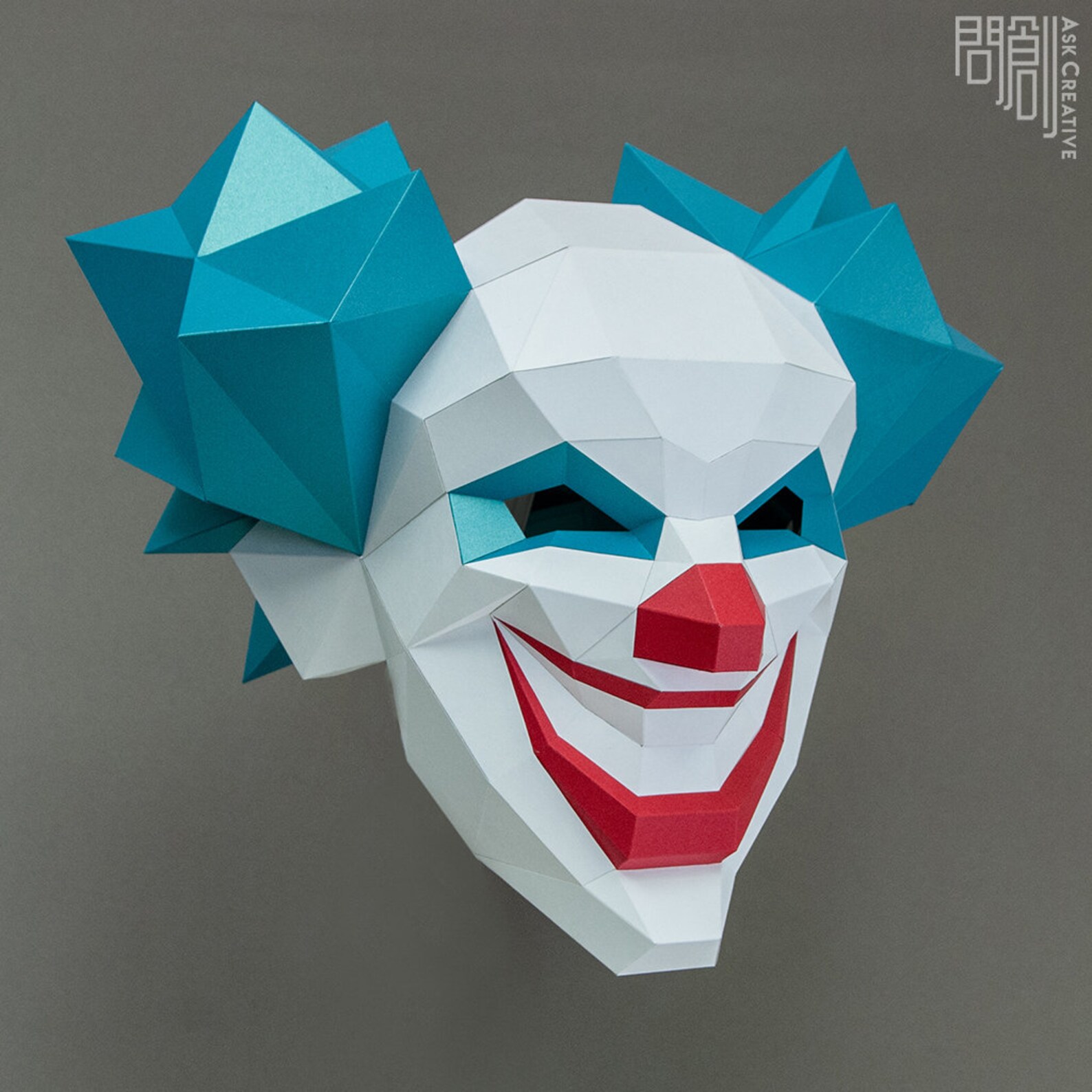 Clown , Papercraft , DIY , Low Poly, Mask, PDF Papercraft, Party Mask ...