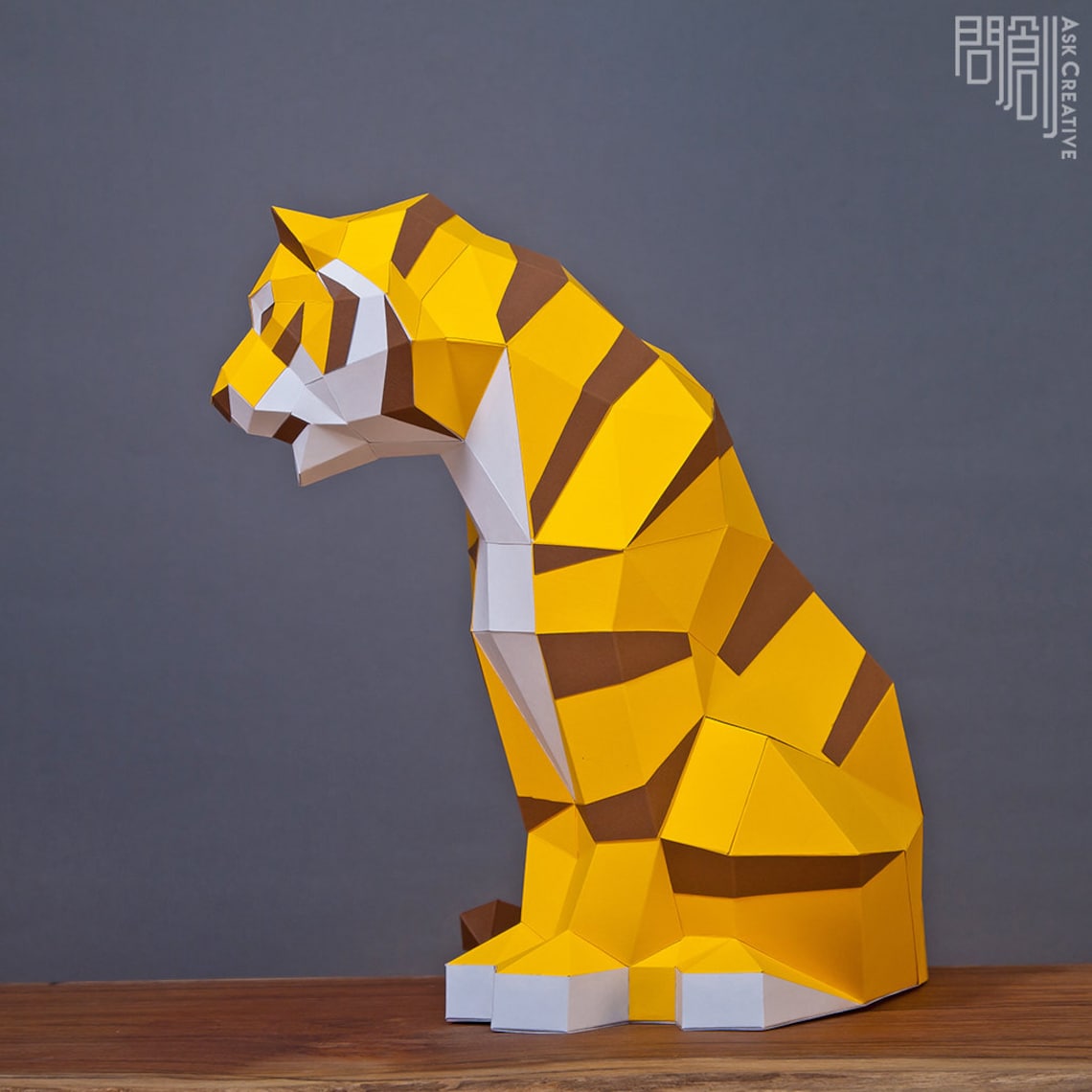 Bengal Tiger Paper Model papercraft DIY Low Poly PDF - Etsy