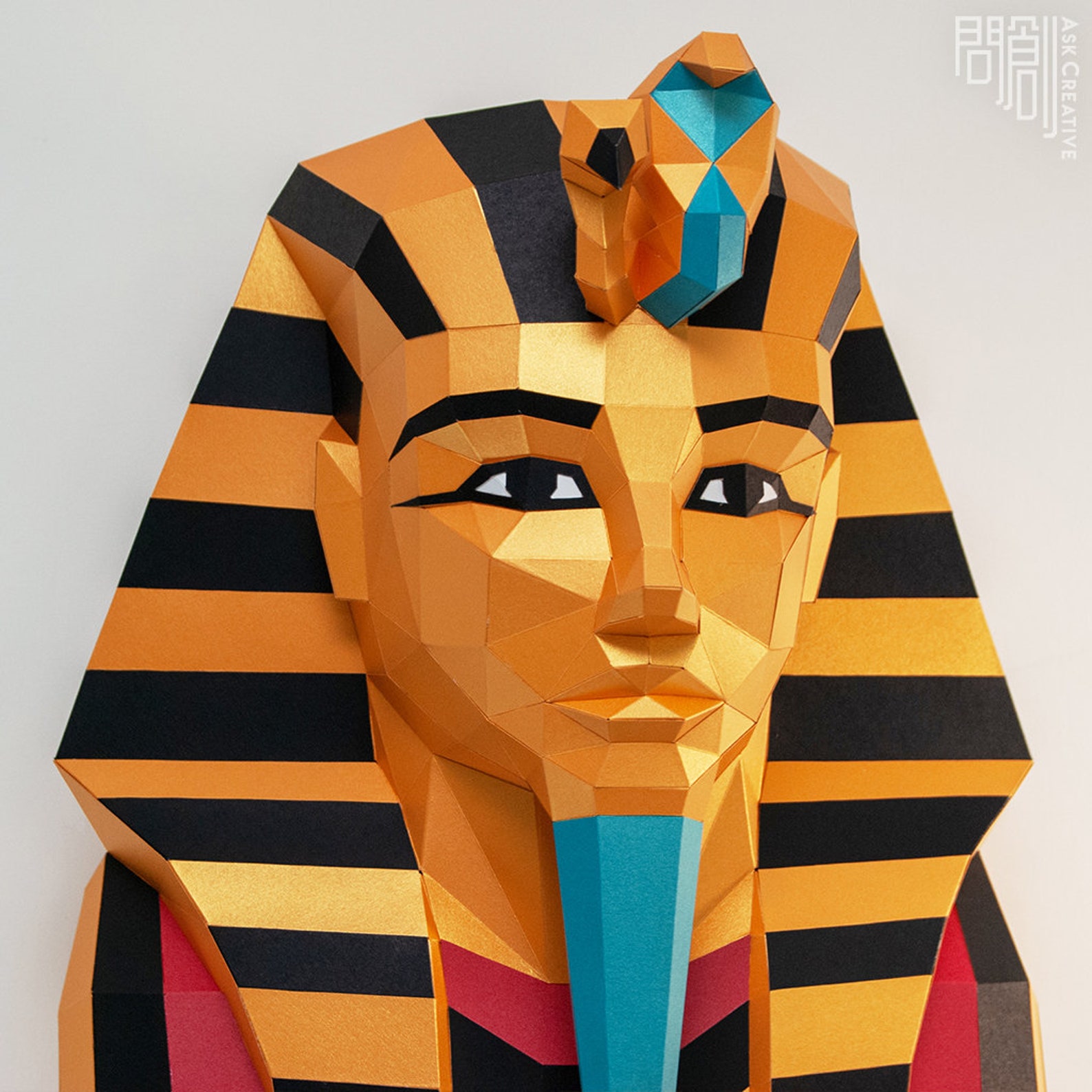Tutankhamun Gold Mask, Papercraft , DIY , Low Poly , PDF Papercraft ...