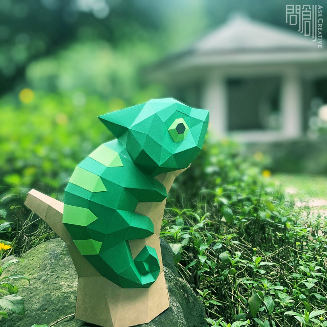 Chameleon Paper Modelpapercraftdiylow Polypdf - Etsy