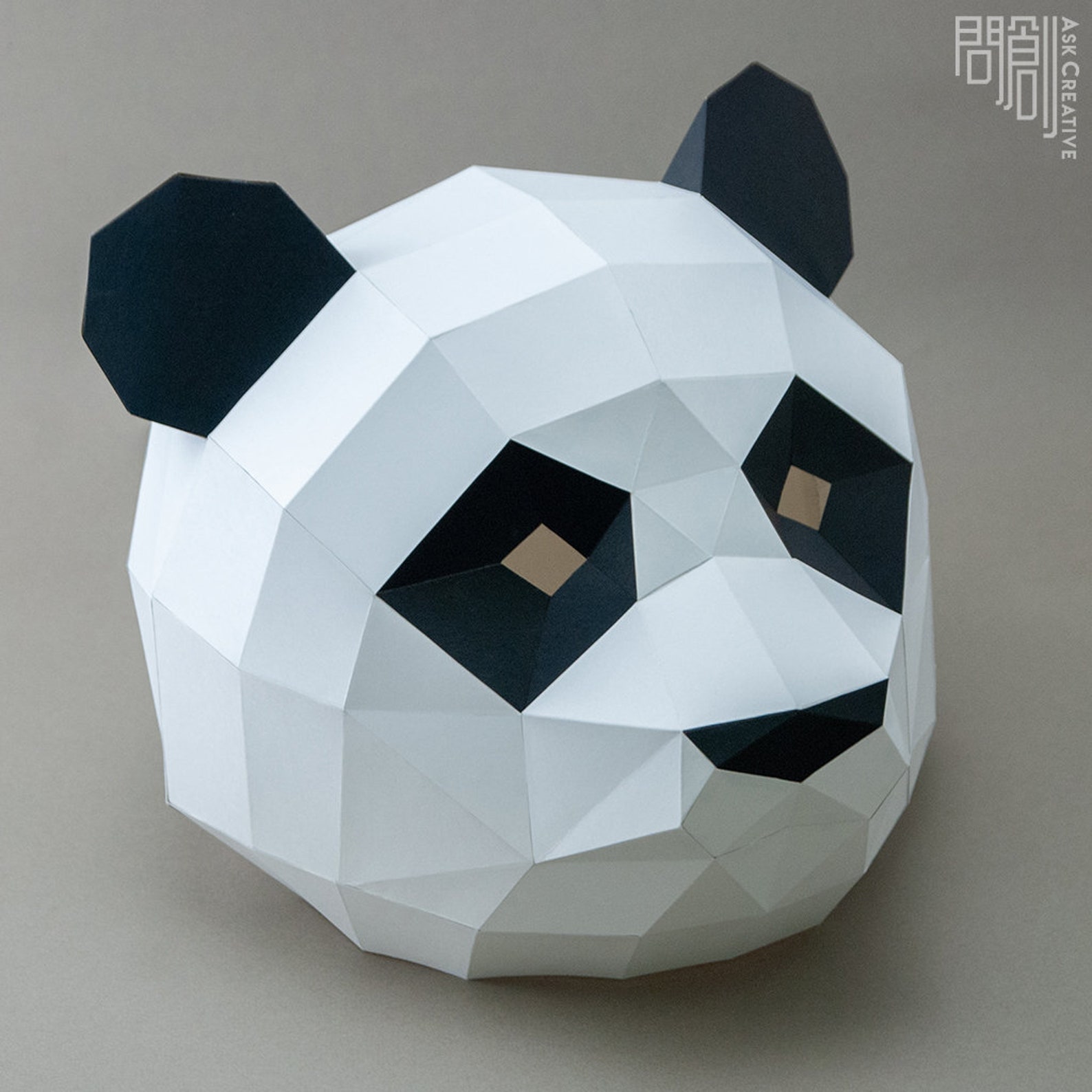 Panda Mask Papercraft DIY Low Poly Mask PDF Papercraft - Etsy