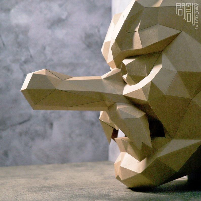 Tengu Mask Papercraft DIY Low Poly PDF Papercraft - Etsy