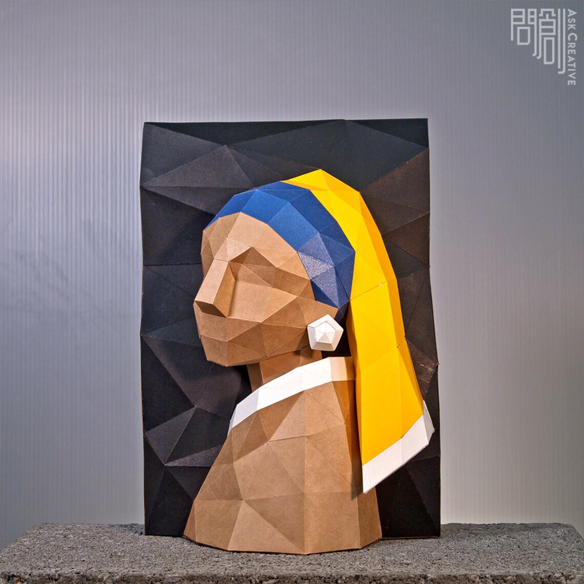 Girl With a Pearl Earring DIY Low Poly PDF Papercraft | Etsy