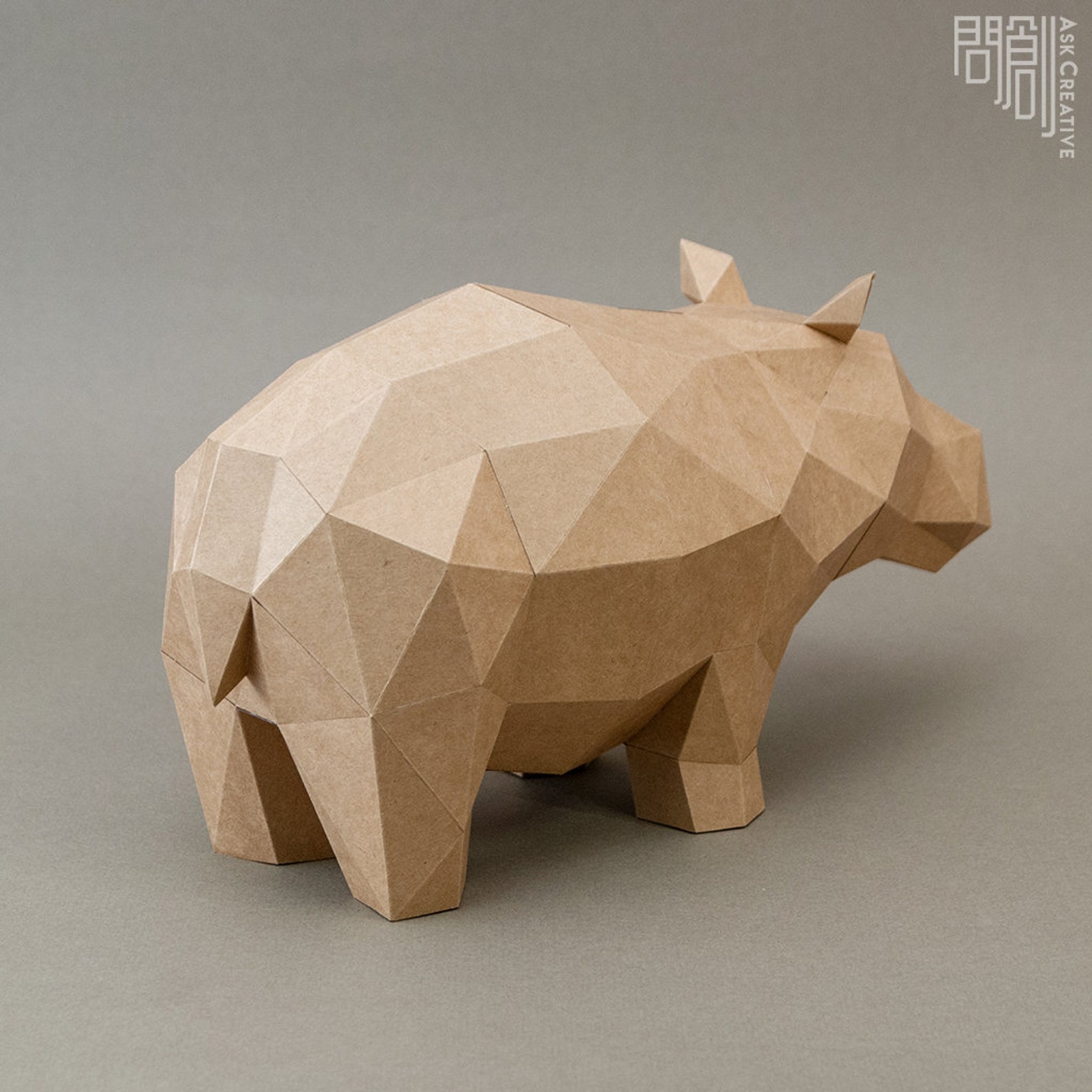 Hippo Paper Modelpapercraft DIY Low Poly PDF Papercraft - Etsy