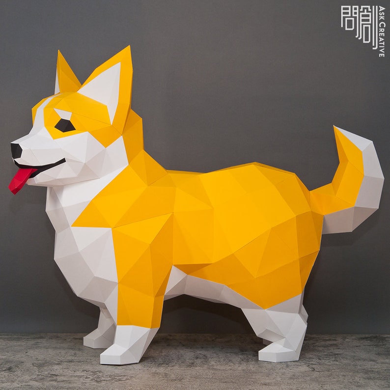 Real Size Corgi Paper Model papercraft DIY Low Poly PDF - Etsy