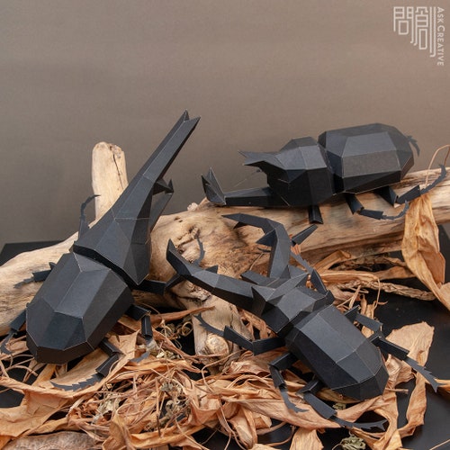 Stag Beetle Paper Model papercraft DIY Low Poly PDF - Etsy