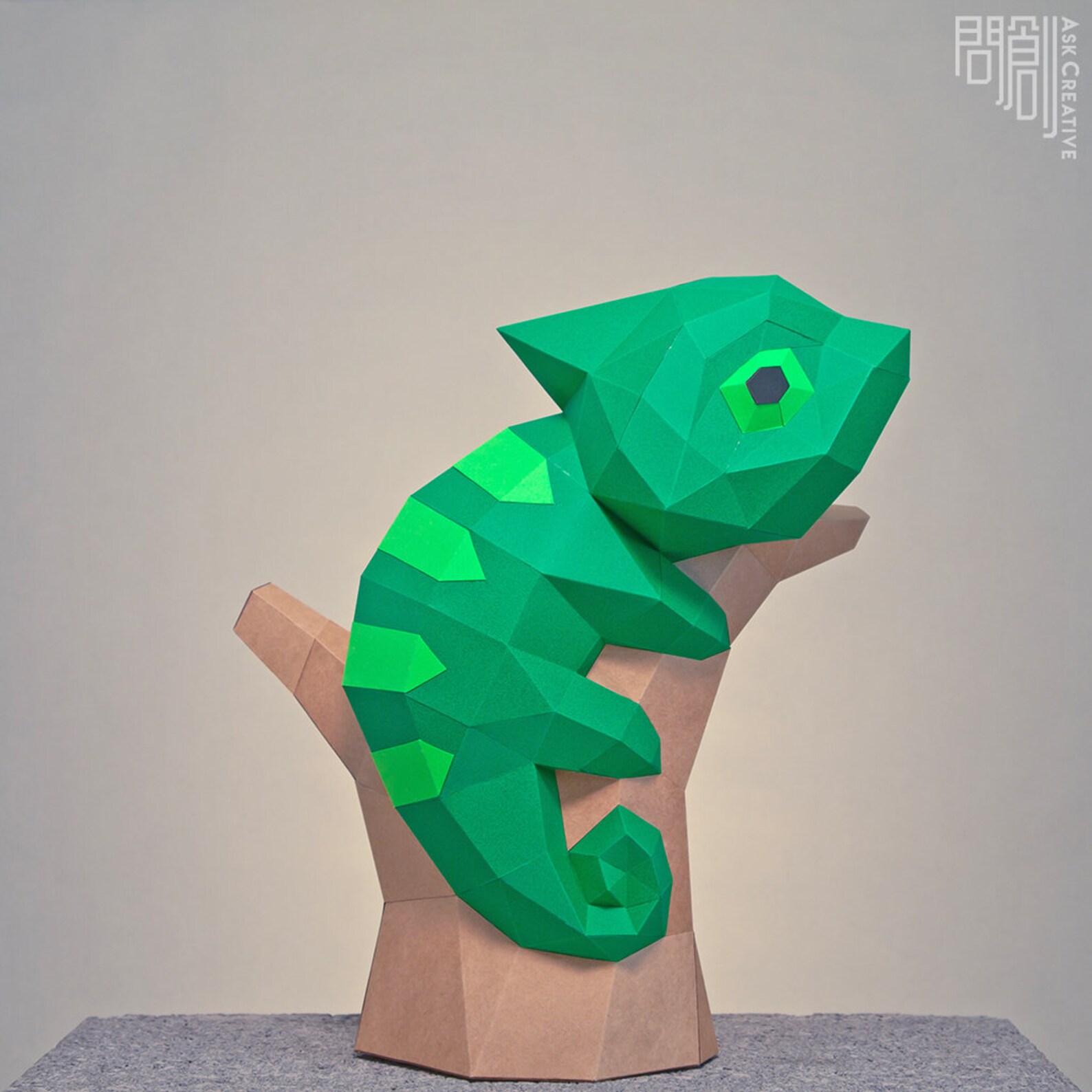 Chameleon Paper Modelpapercraftdiylow Polypdf - Etsy