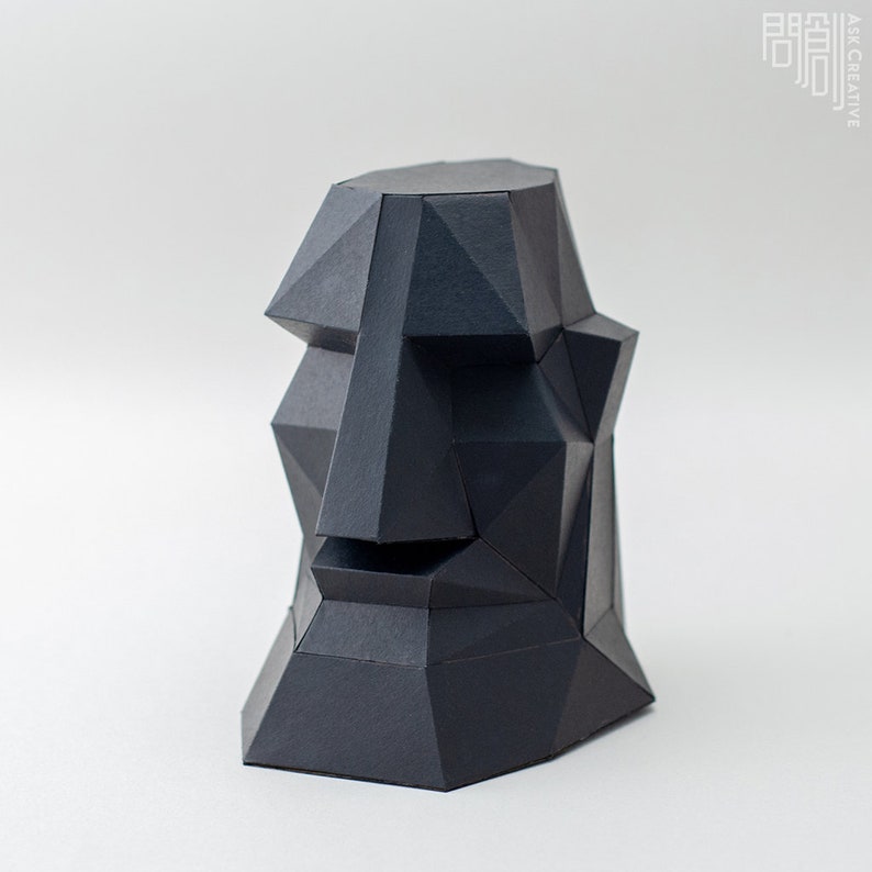 Zen Moai Papercraft DIY Low Poly Sculpture PDF - Etsy