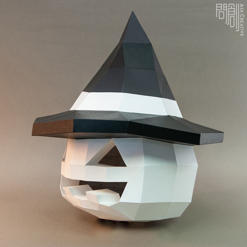Wizard Hat Pumpkin papercraft DIY Low Poly PDF - Etsy