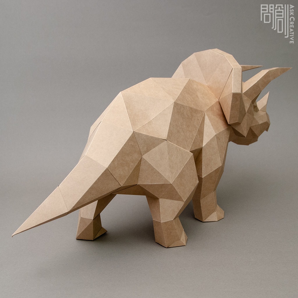Triceratops Paper Model papercraft DIY Low Poly | Etsy