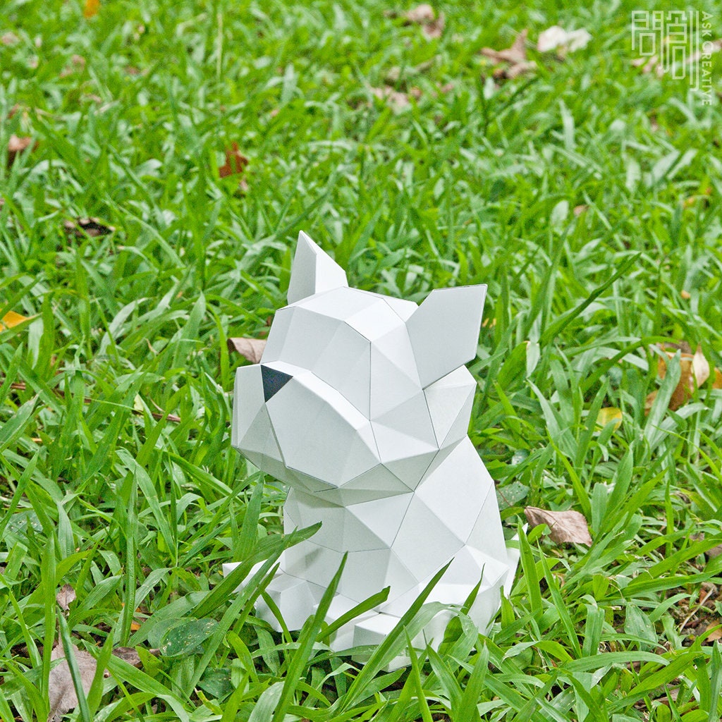 Little Bulldog Paper Model papercraft DIY Low Poly PDF | Etsy