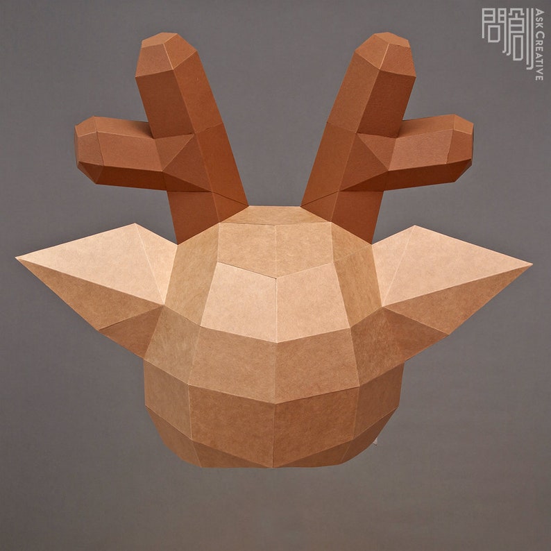 Rudolph Mask Papercraft DIY Low Poly Mask PDF Papercraft | Etsy