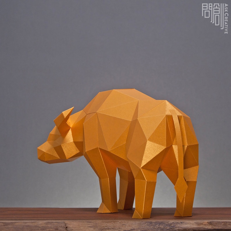 Buffalo Paper Model papercraft DIY Low Poly PDF | Etsy