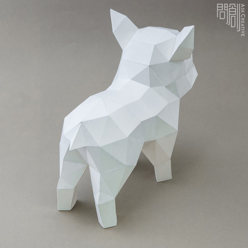 Bulldog Paper Model papercraft DIY Low Poly PDF - Etsy