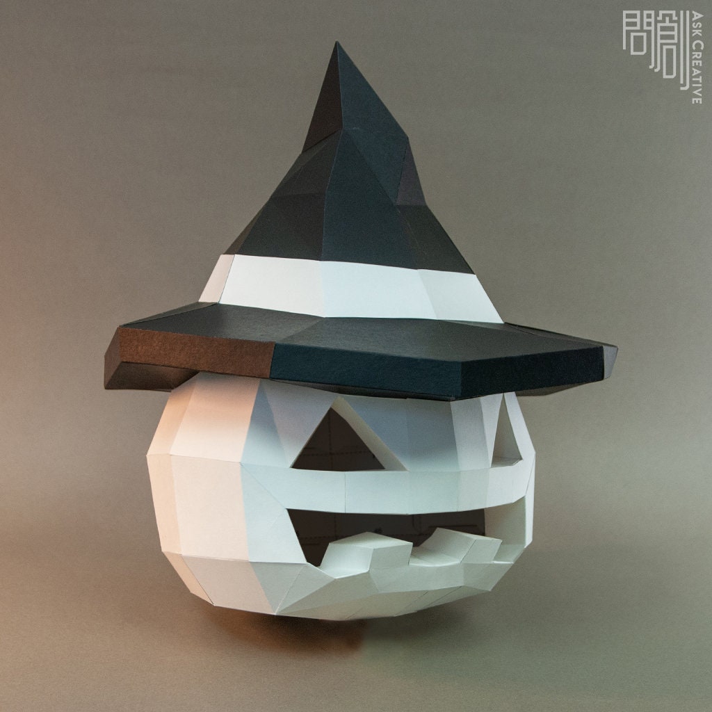Wizard Hat Pumpkin papercraft DIY Low Poly PDF - Etsy